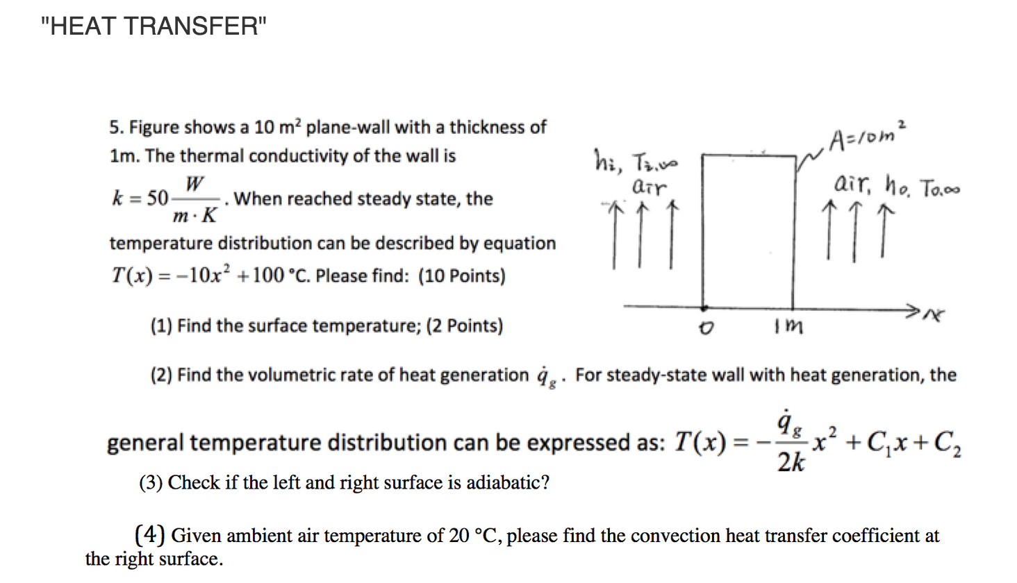 ^''HEAT TRANSFER^'' 5. Figure shows a 10 m^2 | Chegg.com