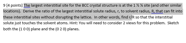 Solved The largest interstitial site for the BCC crystal | Chegg.com