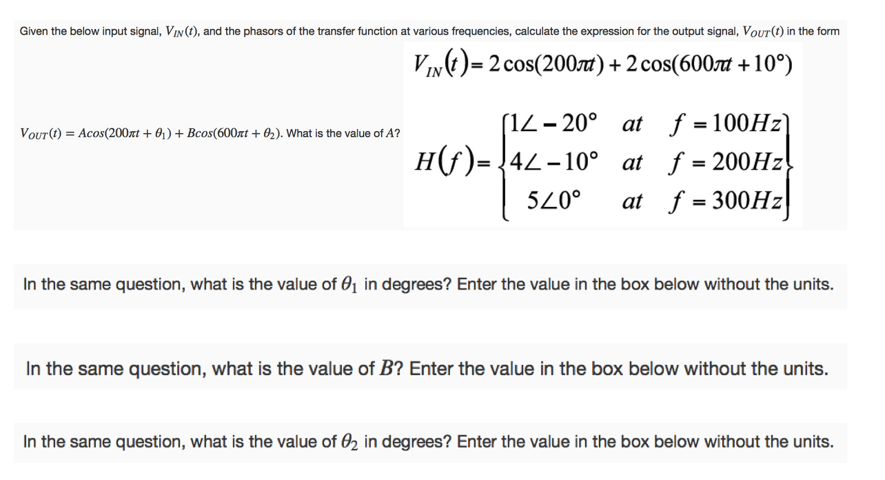Solved Given the below input signal, V_in(t), and the | Chegg.com