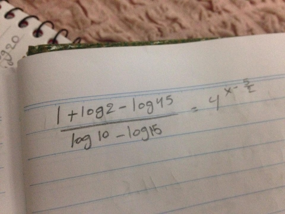 Solved Find x 1 + log 2 - log 45/log 10 - log 15 = 4^x - | Chegg.com