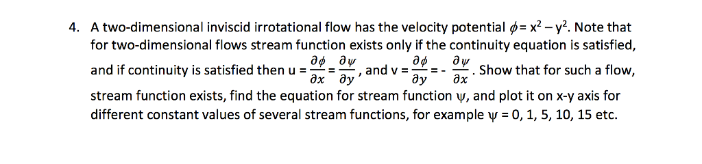Solved A two-dimensional inviscid irrotational flow has the | Chegg.com
