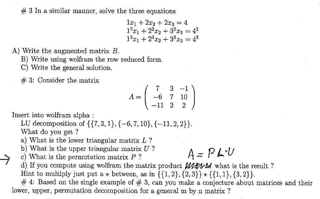 Solved # 3 In a similar manner, solve the three equations | Chegg.com