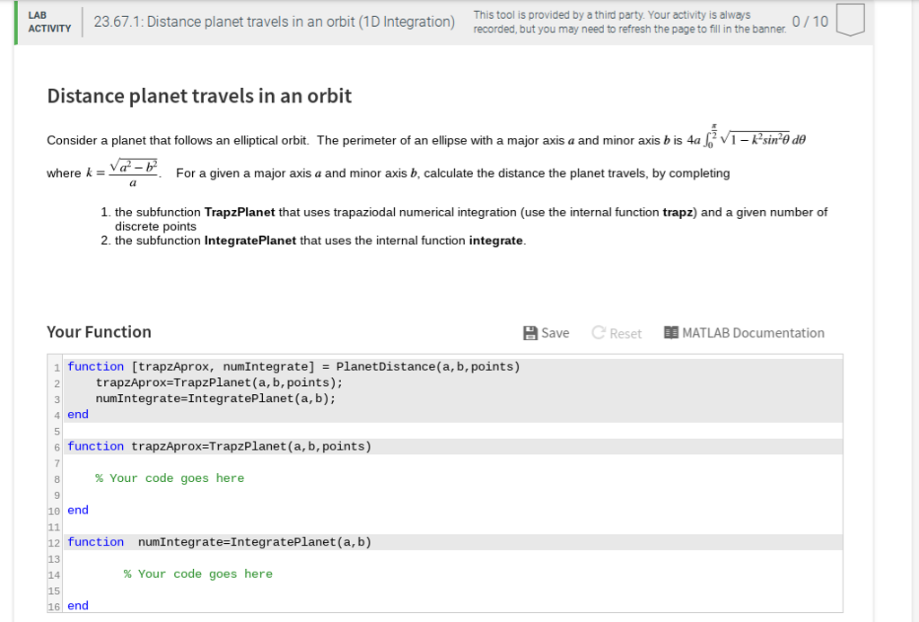 This tool is provided by a third party. Your activity | Chegg.com