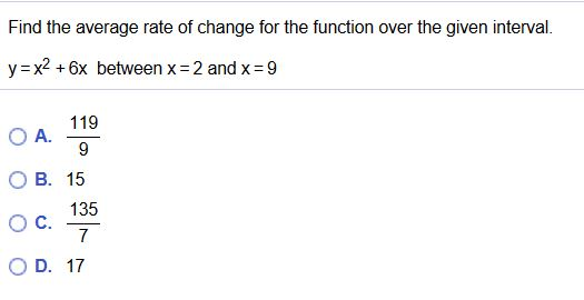 Solved Find the average rate of change for the function over | Chegg.com