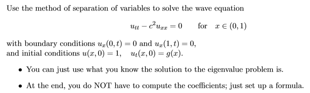 Solved Use the method of separation of variables to solve | Chegg.com