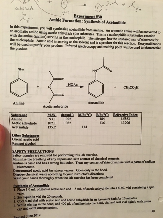 Solved Subshele NH2 Experiment#30 Amide Formation: Synthesis | Chegg.com