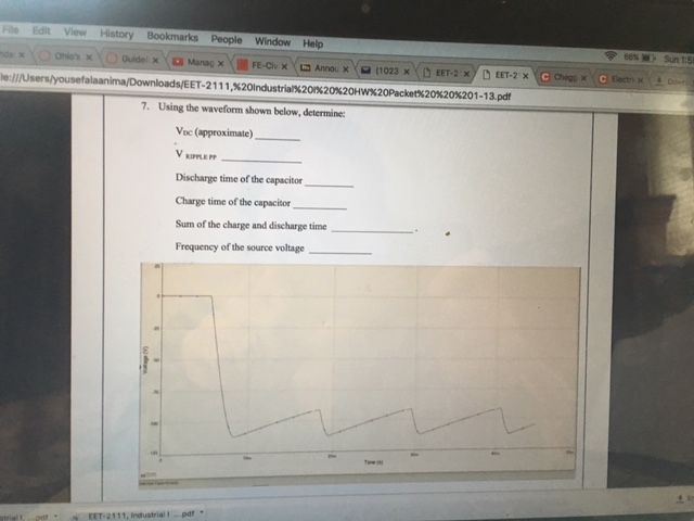 Solved Using the waveform shown below, determine: V_DC | Chegg.com