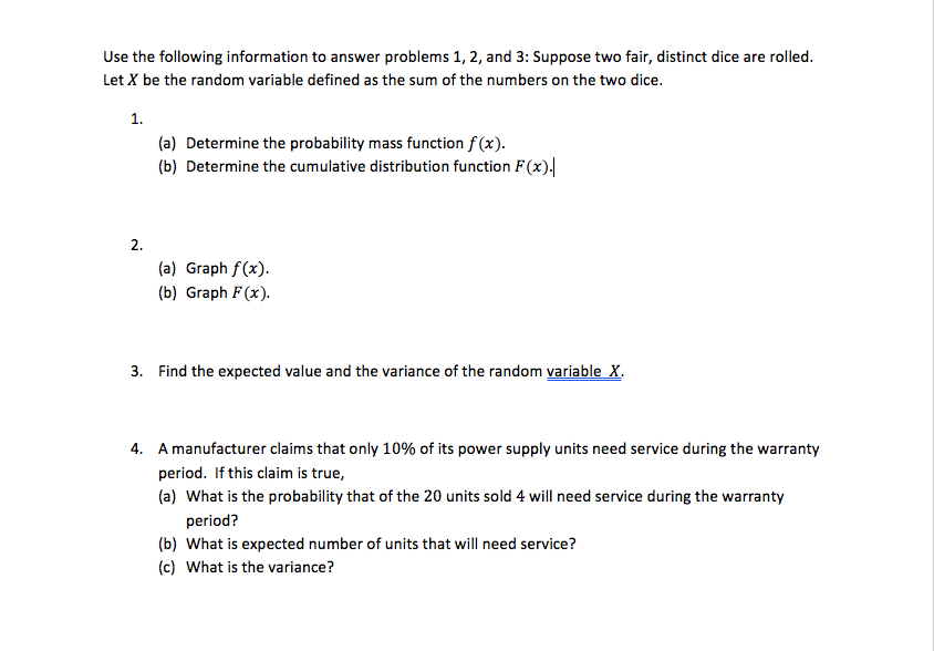 Solved Use the following information to answer problems 1,2, | Chegg.com