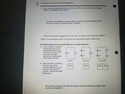 Solved FOR CIRCUITS PART 2 POTENTIAL DIFFERENCE Previously, | Chegg.com