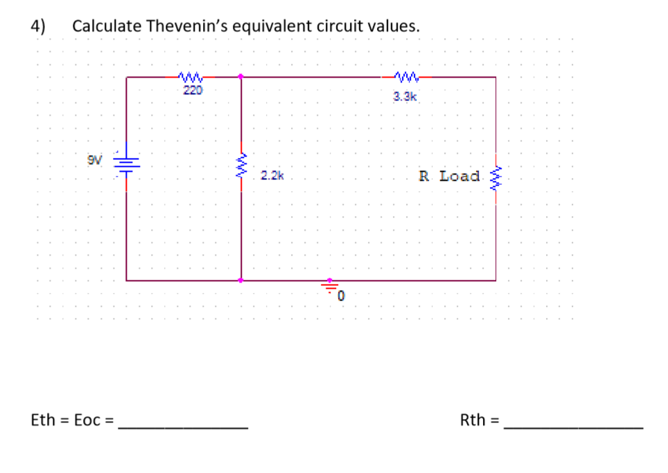 Solved 4) Calculate Thevenin's equivalent circuit values. | Chegg.com