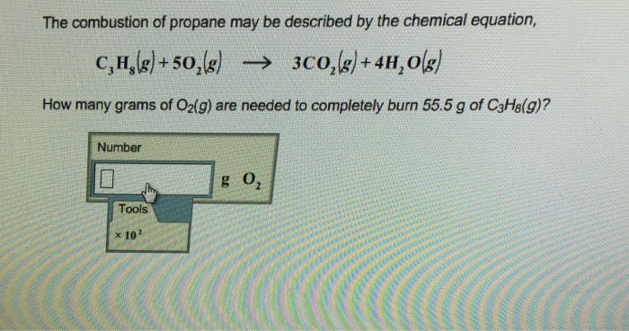 Solved The combustion of propane may be described by the | Chegg.com