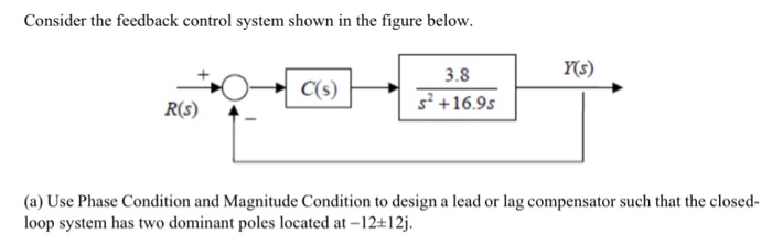 Solved Consider the feedback control system shown in the | Chegg.com