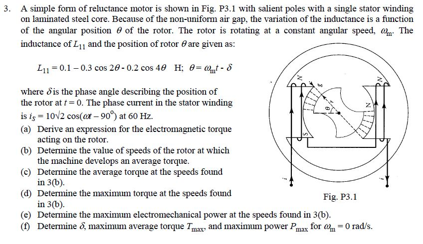 A simple form of reluctance motor is shown in Fig. | Chegg.com