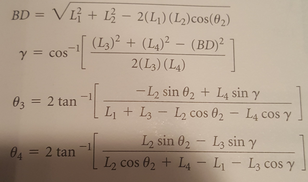 Solved These are dimensions for a four-bar mechanism shown | Chegg.com