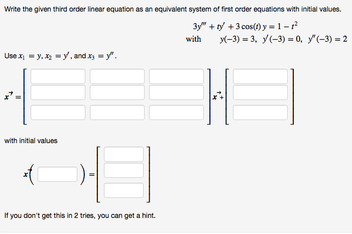 Solved Write the given third order linear equation as an | Chegg.com