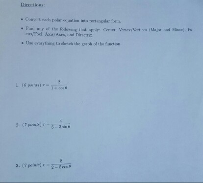 Solved Convert each polar equation into rectangular form. | Chegg.com
