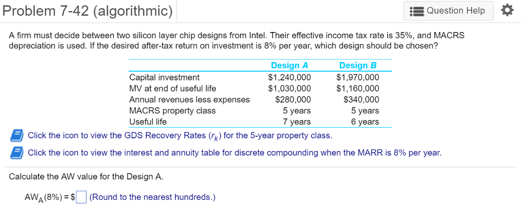 Solved Problem 7-42 (algorithmic) Question Help A firm must | Chegg.com