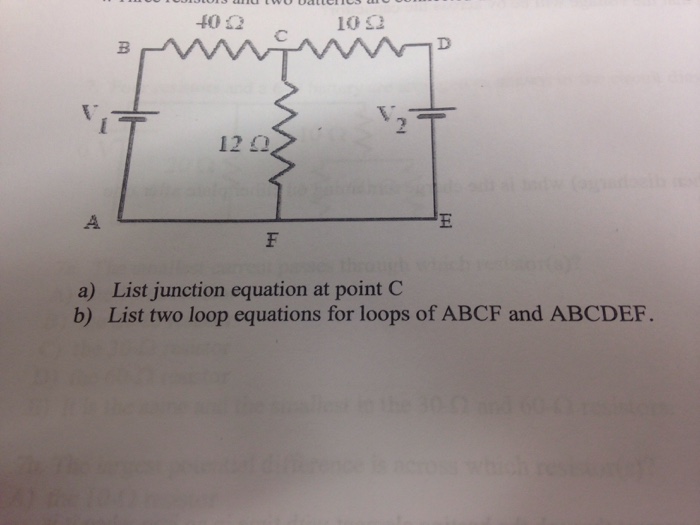 Solved Three resistors and two batteries are connected as | Chegg.com