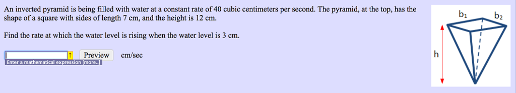Solved An inverted pyramid is being filled with water at a | Chegg.com