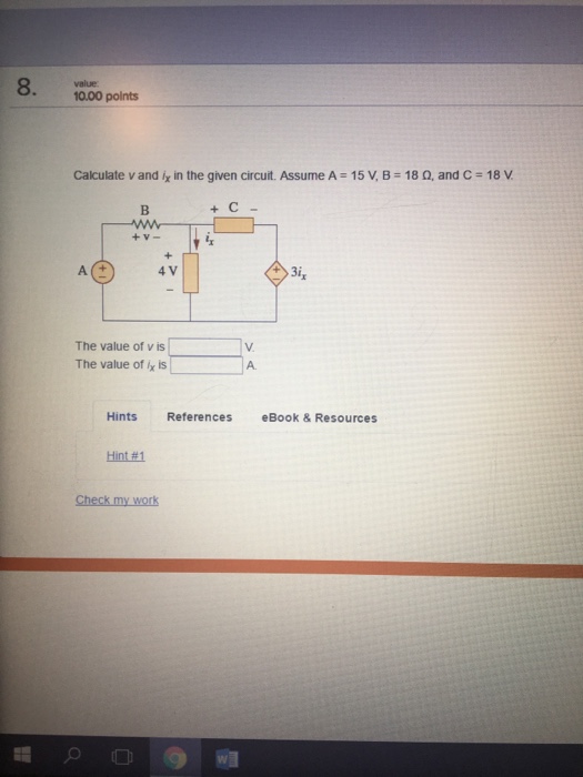 Solved Calculate v and i_x in the given circuit. Assume A = | Chegg.com