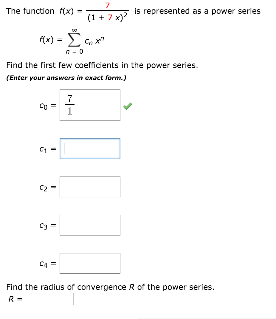 Solved The function f(x) = 7/(1 + 7x)^2 is represented as a | Chegg.com