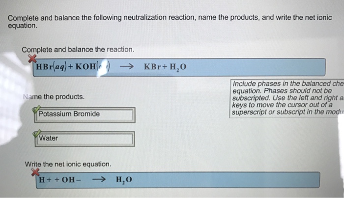 Solved: Complete And Balance The Following Neutralization ... | Chegg.com