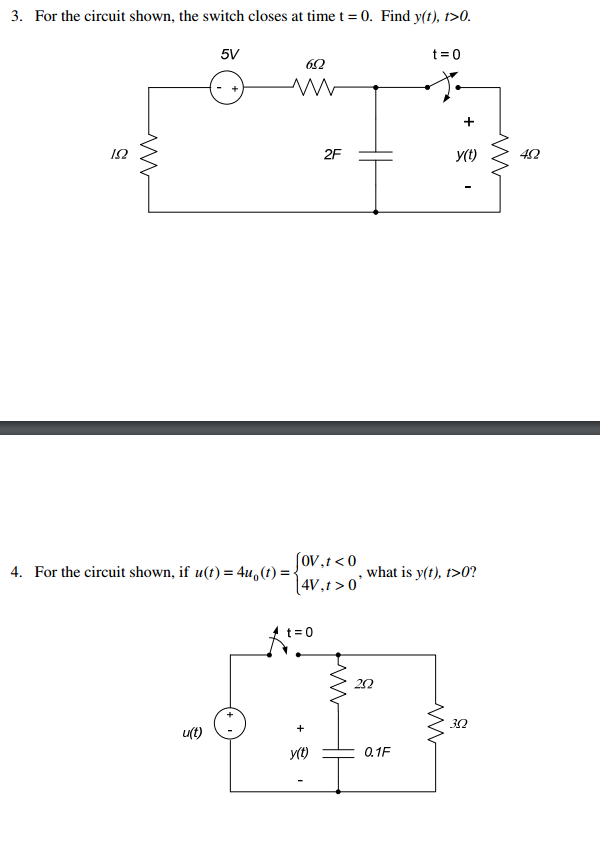 Solved For the circuit shown, the switch closes at time t = | Chegg.com