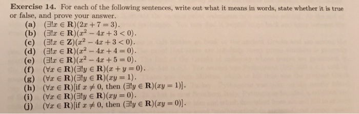 Solved For each of the following sentences, write out what | Chegg.com