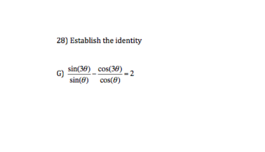Solved 28) Establish the identity G) sin(3 | Chegg.com