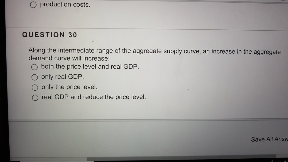 Solved QUESTION 26 A decrease in aggregate supply can result | Chegg.com