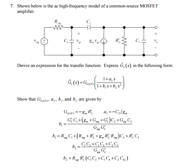 Solved 7. Shown below is the ac high-frequency model of a | Chegg.com