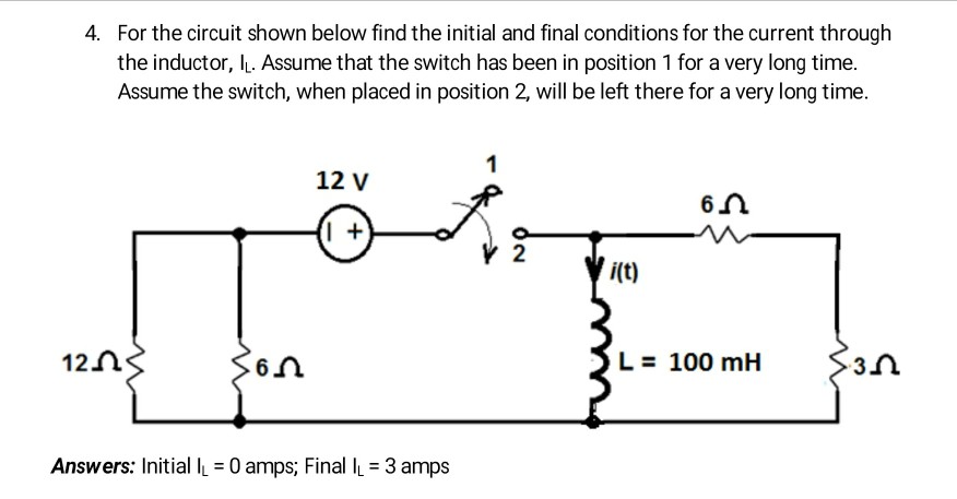 Solved For the circuit shown below find the initial and | Chegg.com