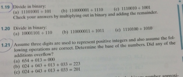 Solved Divide in binary: check your answers by multiplying | Chegg.com