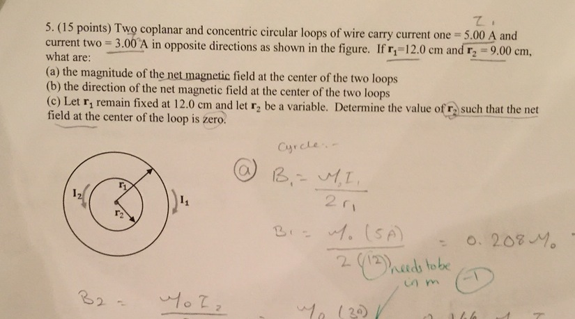 Solved 5. (15 points) Two coplanar and concentric circular | Chegg.com