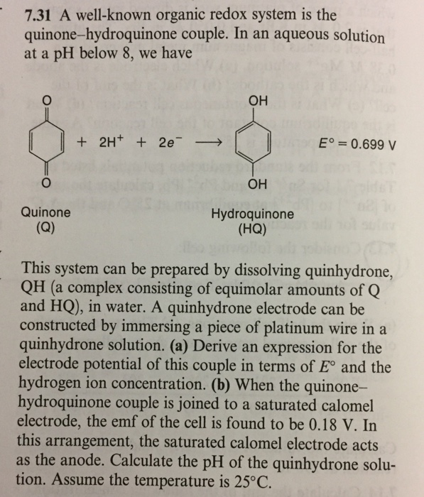 Solved A well-known organic redox system is the | Chegg.com