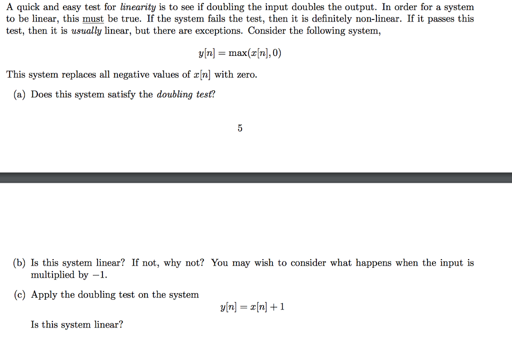 Solved A quick and easy test for linearity is to see if | Chegg.com
