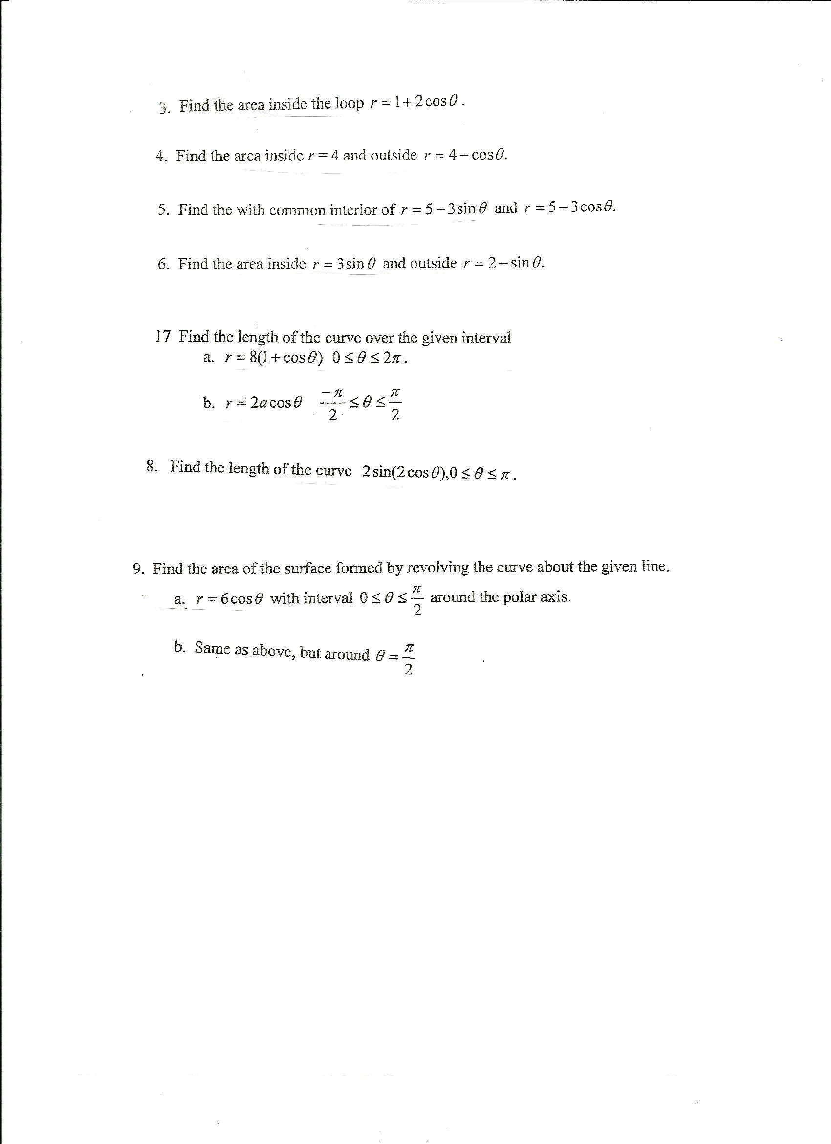 Solved Find the area inside the loop r = 1 + 2 cos theta. | Chegg.com