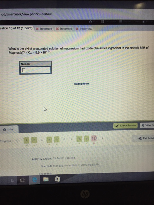 Solved What is the pH of a saturated solution of magnesium | Chegg.com