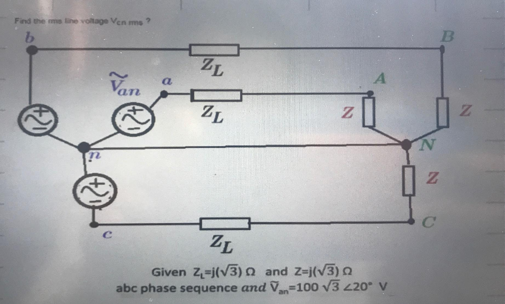 Solved a.) find the rms line voltage V ab rms? b.) | Chegg.com