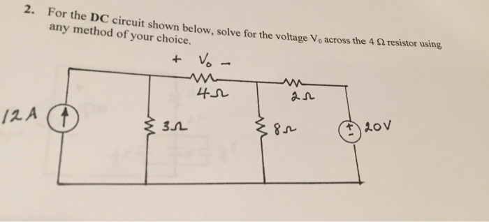 Solved For the DC circuit shown below, solve for the voltage | Chegg.com