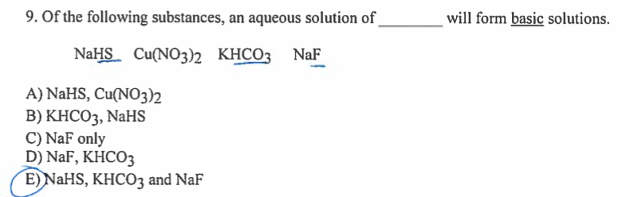 Solved Of the following substances, an aqueous solution of | Chegg.com