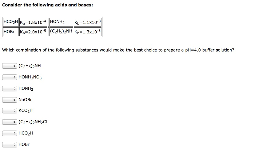 Solved Consider the following acids and bases: Which | Chegg.com