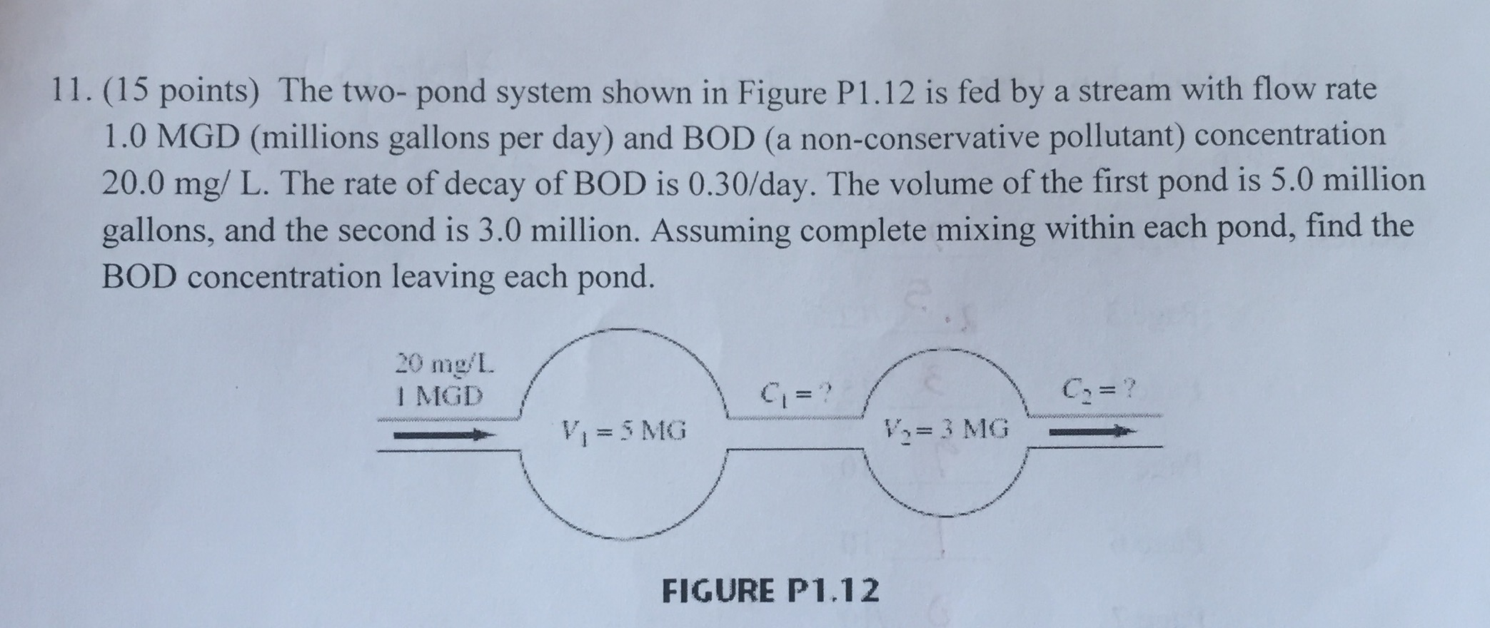 Solved 11. (15 points) The two- pond system shown in Figure | Chegg.com Solved 11. (15 points) The two- pond system shown in Figure | Chegg.com