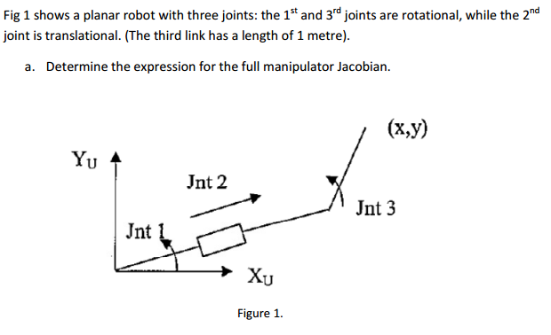 Solved Shows a planar robot with three joints: the 1^st and | Chegg.com