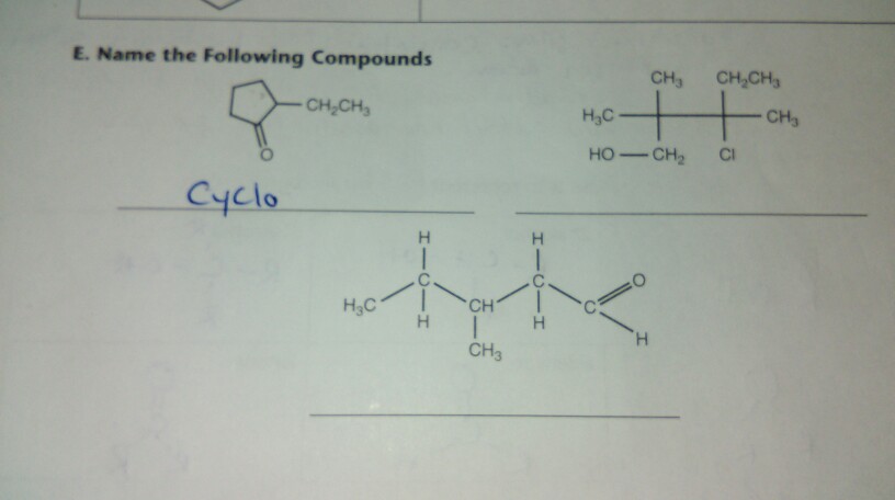 Solved name the following compounds | Chegg.com