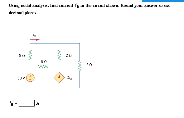 Solved Using nodal analysis, find current I0 in the | Chegg.com