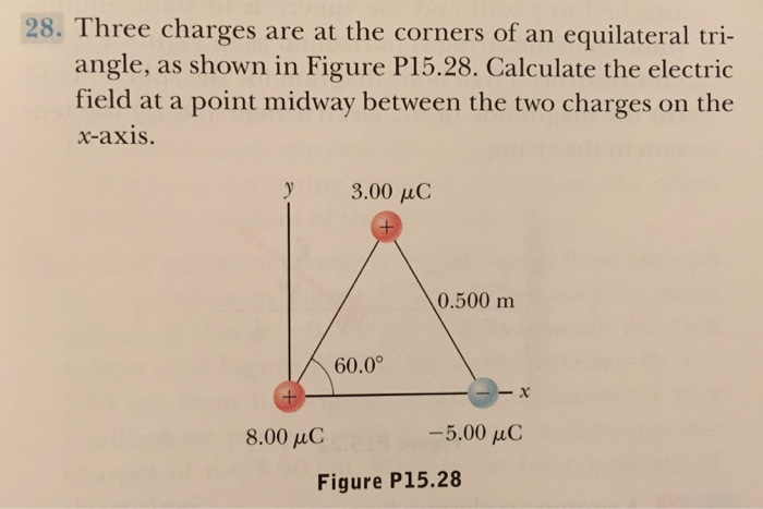 Solved Three charges are at the corners of an equilateral | Chegg.com