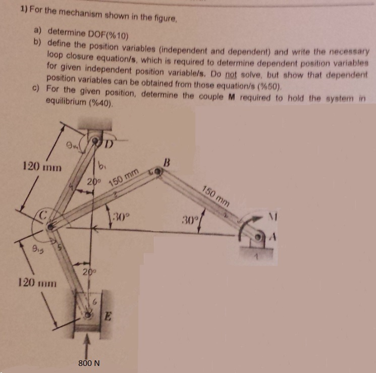 Solved For the mechanism shown in the figure, determine DOF | Chegg.com