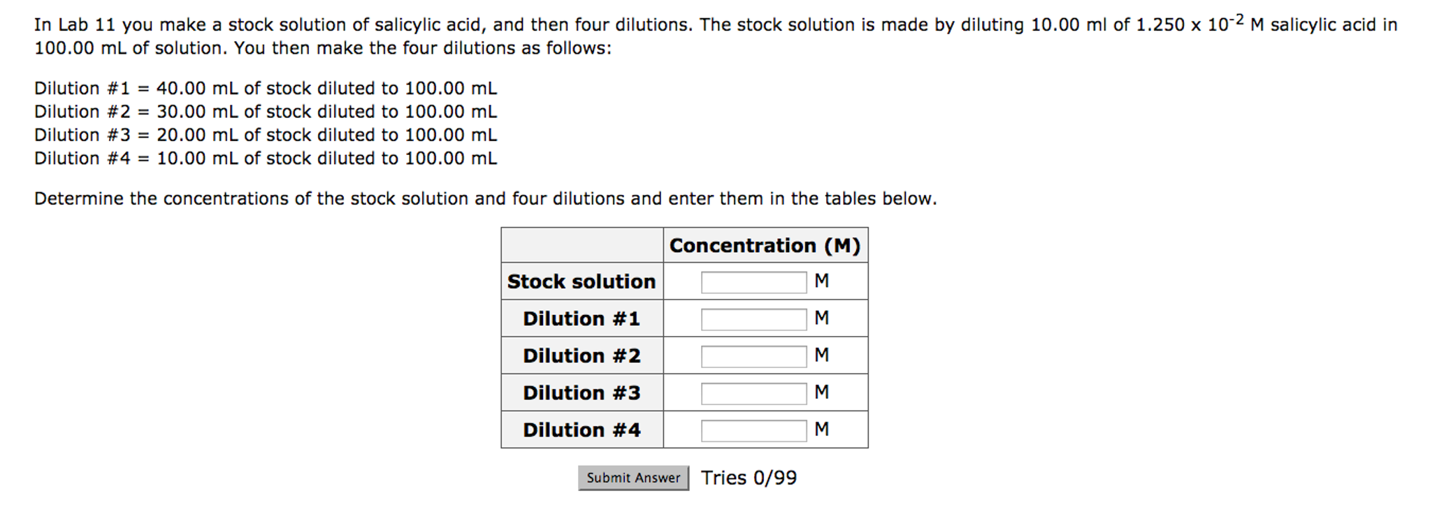 Solved In Lab 11 you make a stock solution of salicylic | Chegg.com