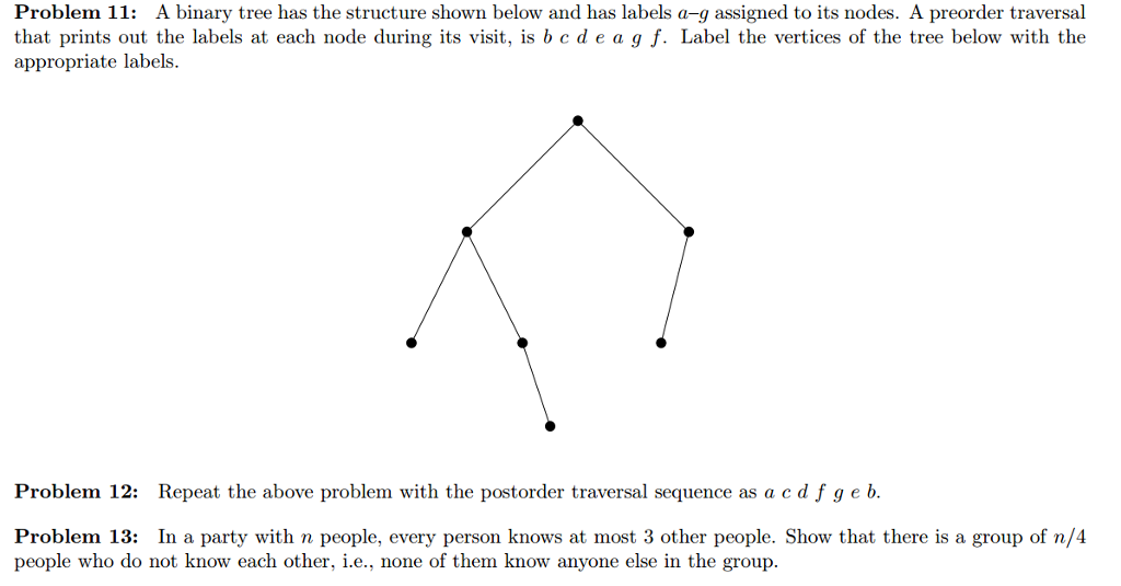 Solved A binary tree has the structure shown below and has | Chegg.com